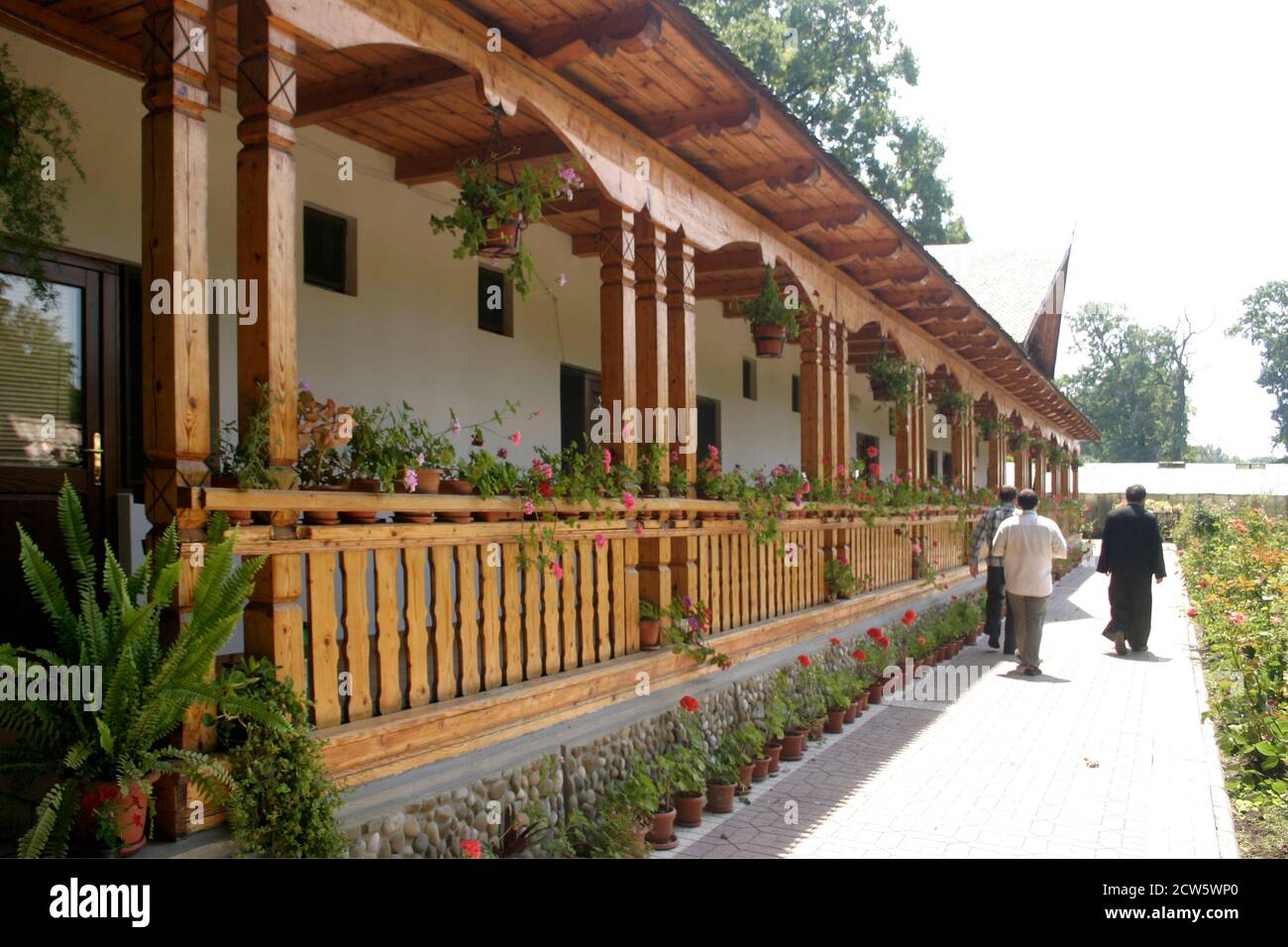 The monks' lodging at a Christian Orthodox monastery in Romania Stock ...