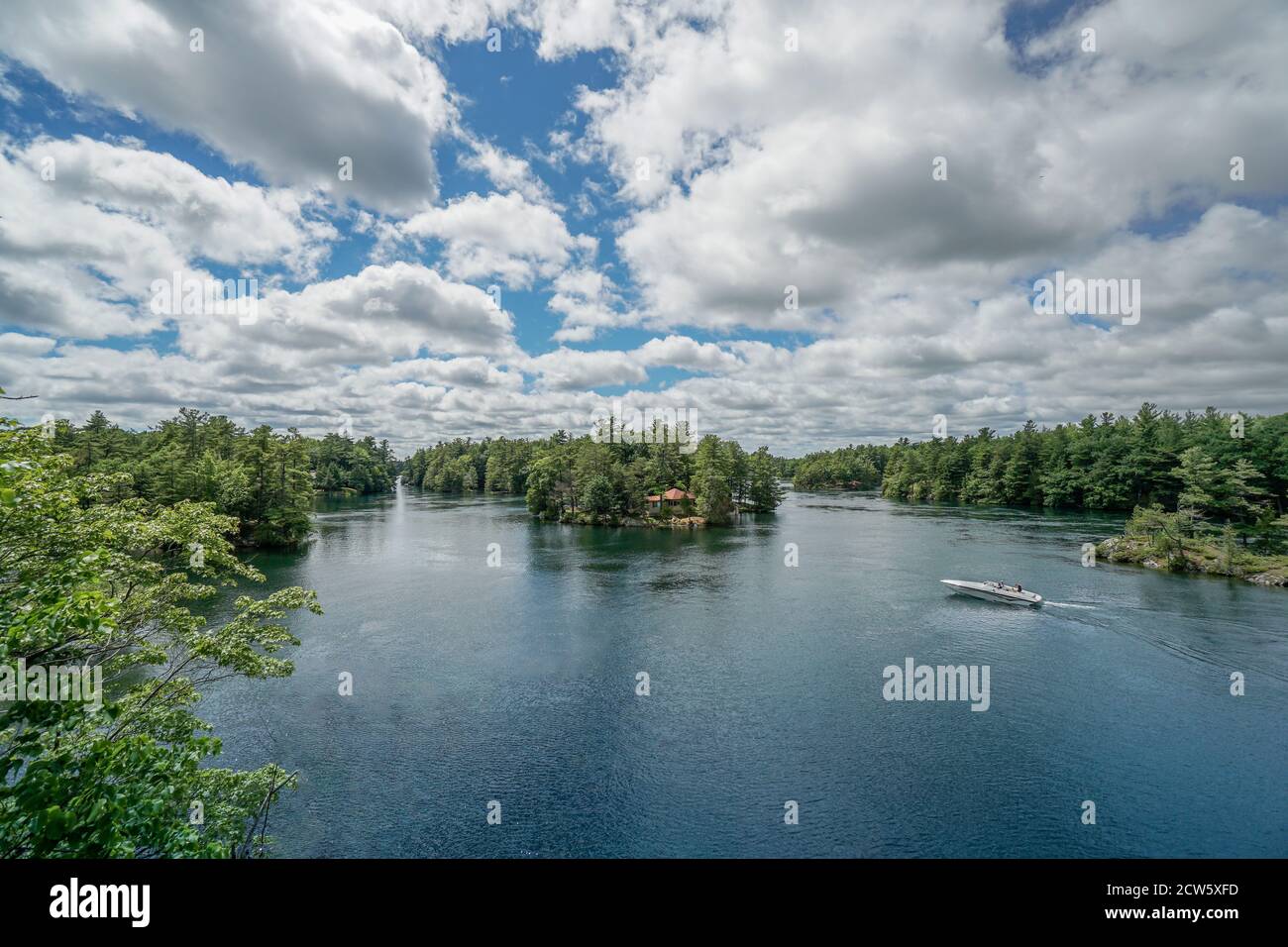 Aerial panoramic view of Thousand Islands National Park, Ontario ...