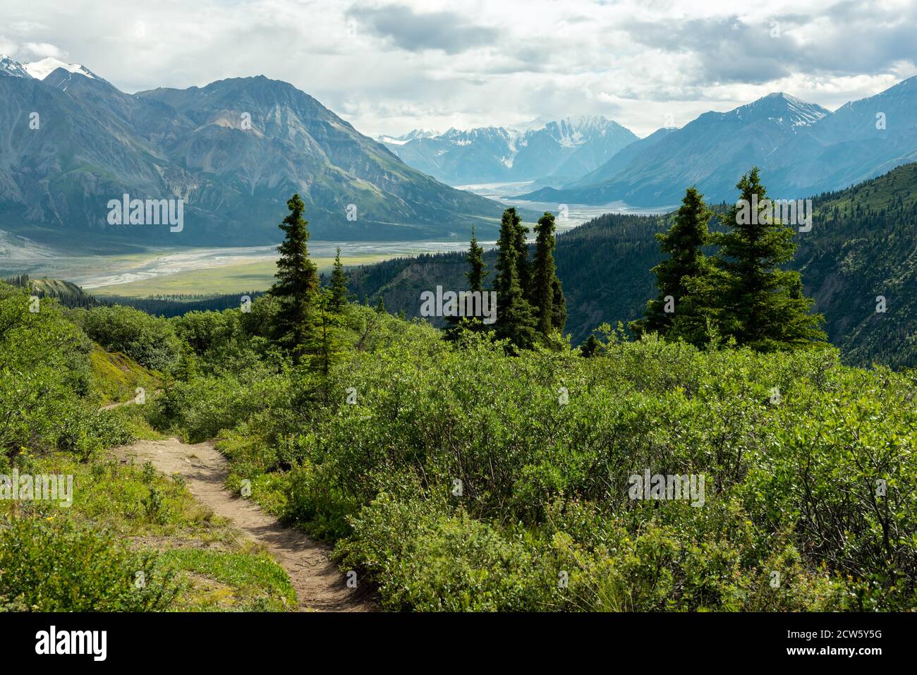 A view on the Sheep Creek Trail of the Slims river flowing from the ...