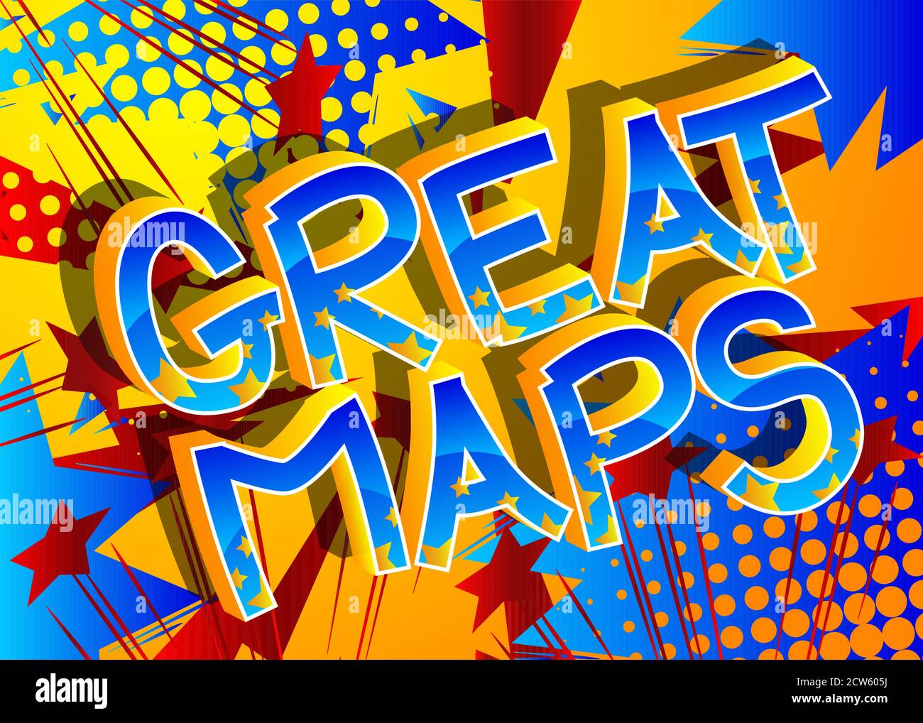 Great Maps Comic book style cartoon words on abstract comics background ...
