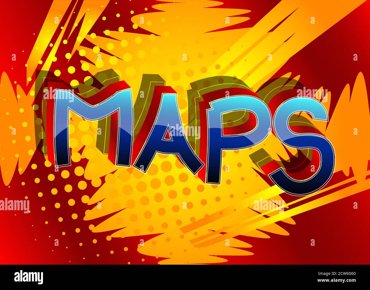Maps Comic book style cartoon words on abstract comics background Stock ...