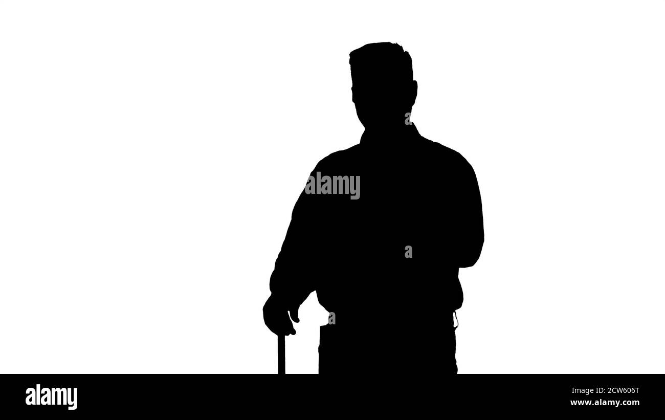Silhouette Floor care and cleaning services. Casual man cleaning the ...
