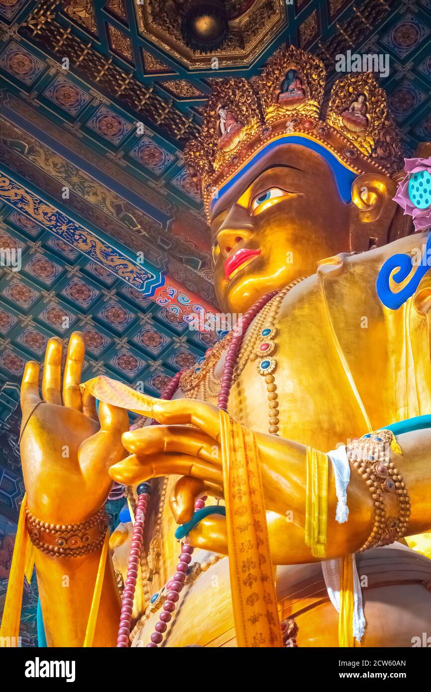 Beijing, China - Jan 12 2020: Religious statue at Yonghegong Lama ...