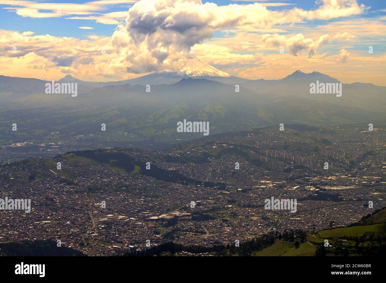 Quito, Ecuador - Panoramic View of Quito & Cotopaxi from Atop ...