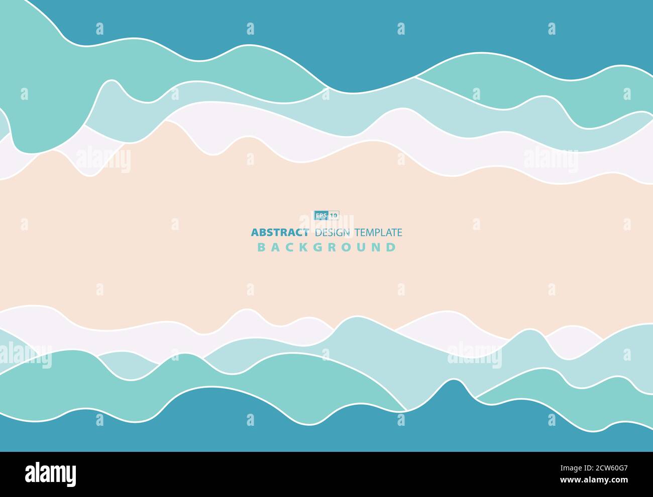 Abstract wavy design of blue sea water pastel artwork background. Use ...