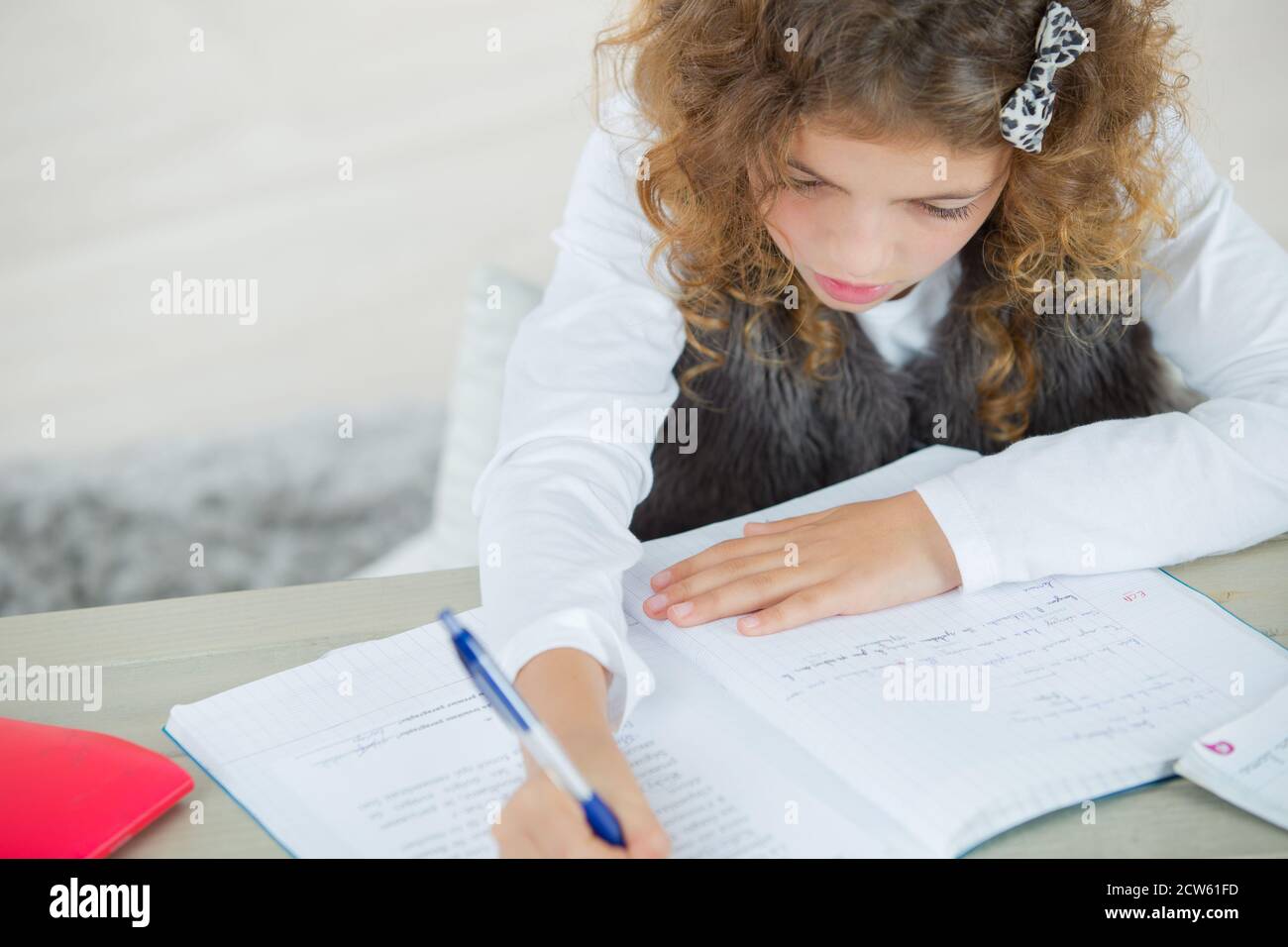 a little girl doing homework Stock Photo - Alamy