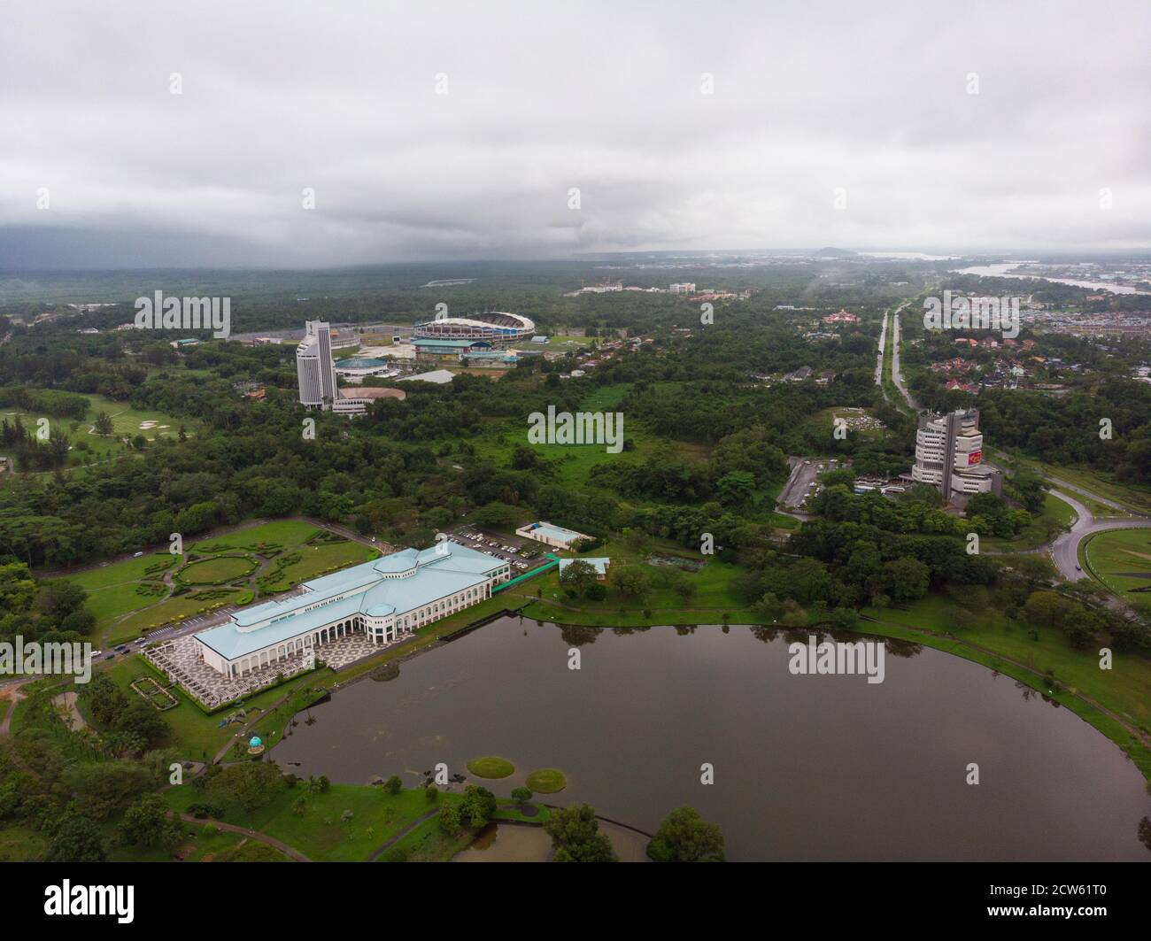 Aerial view of Petrajaya, Kuching which locate the Masjid Jamek and ...