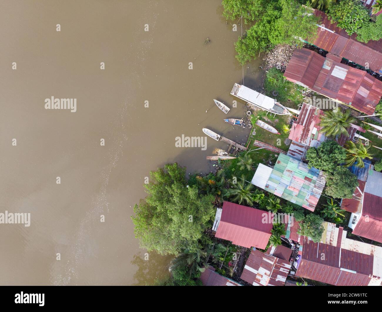 Aerial view of Petrajaya, Kuching which locate the Masjid Jamek and ...
