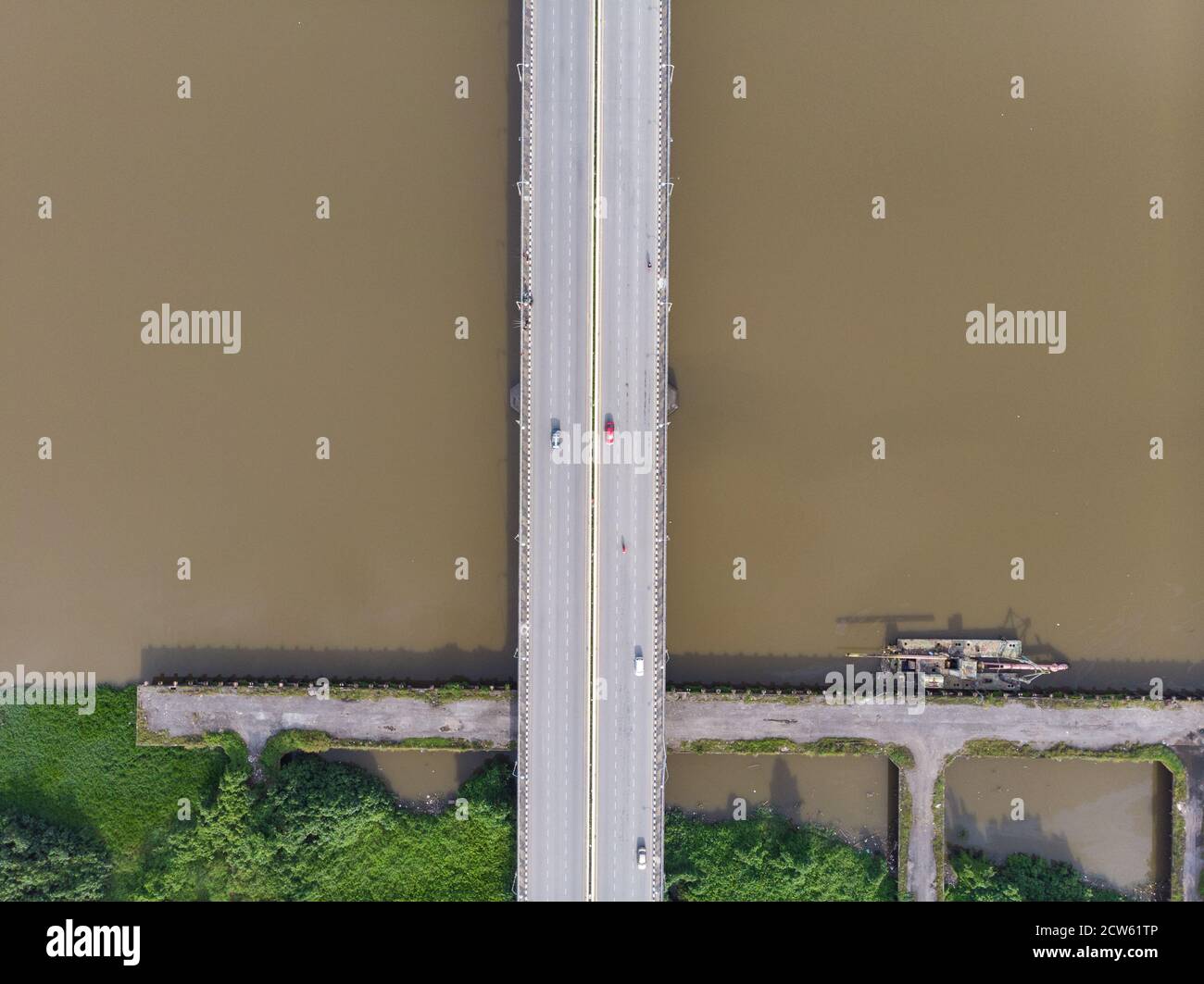 Aerial view of Petrajaya, Kuching which locate the Masjid Jamek and ...