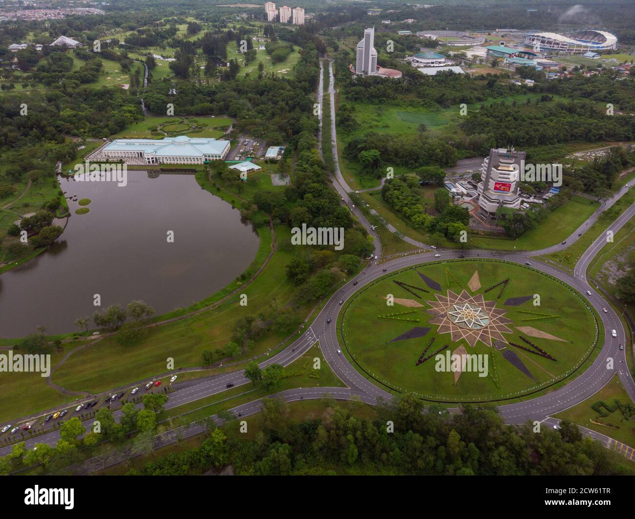 Aerial view of Petrajaya, Kuching which locate the Masjid Jamek and ...