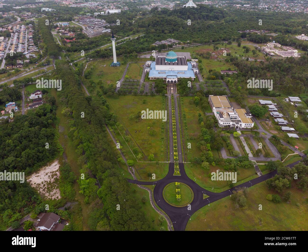 Aerial view of Petrajaya, Kuching which locate the Masjid Jamek and ...