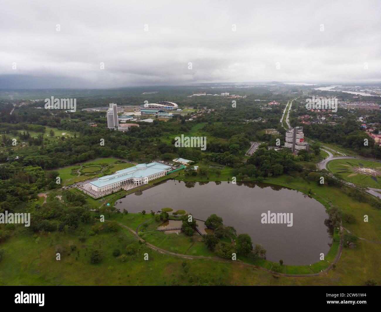 Aerial view of Petrajaya, Kuching which locate the Masjid Jamek and ...