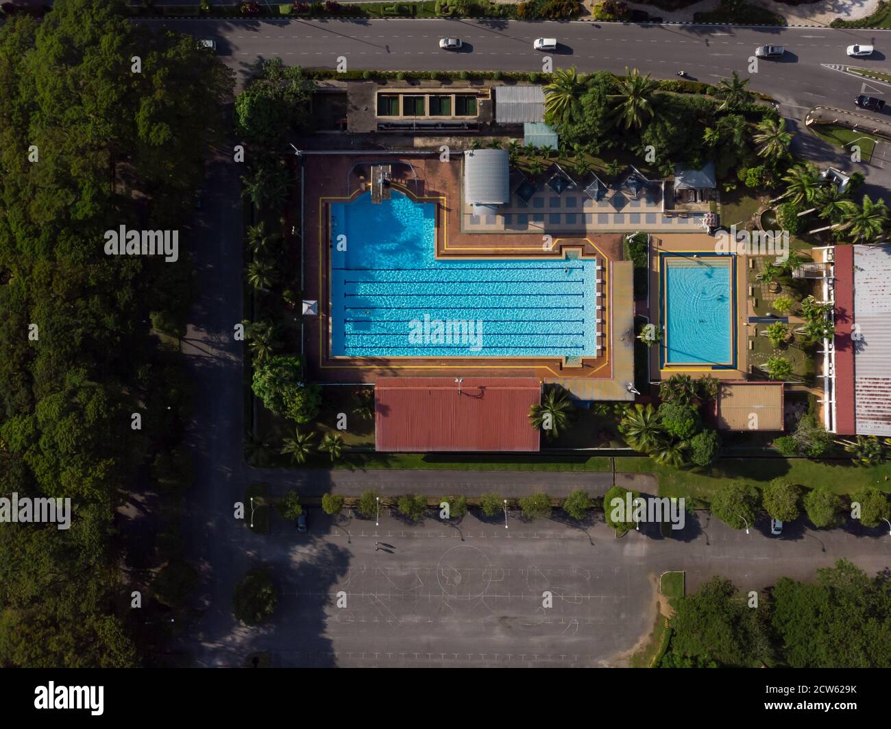 Top down aerial view of a Swimming Pool Stock Photo - Alamy