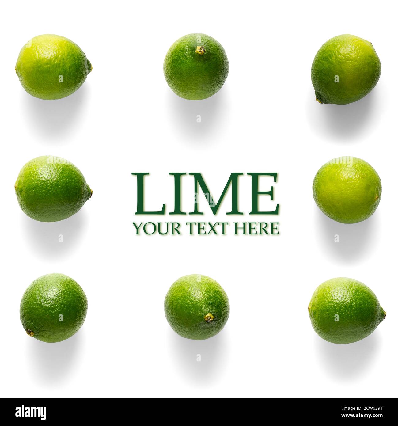 Creative layout made of lime on the white background. limes Flat lay ...