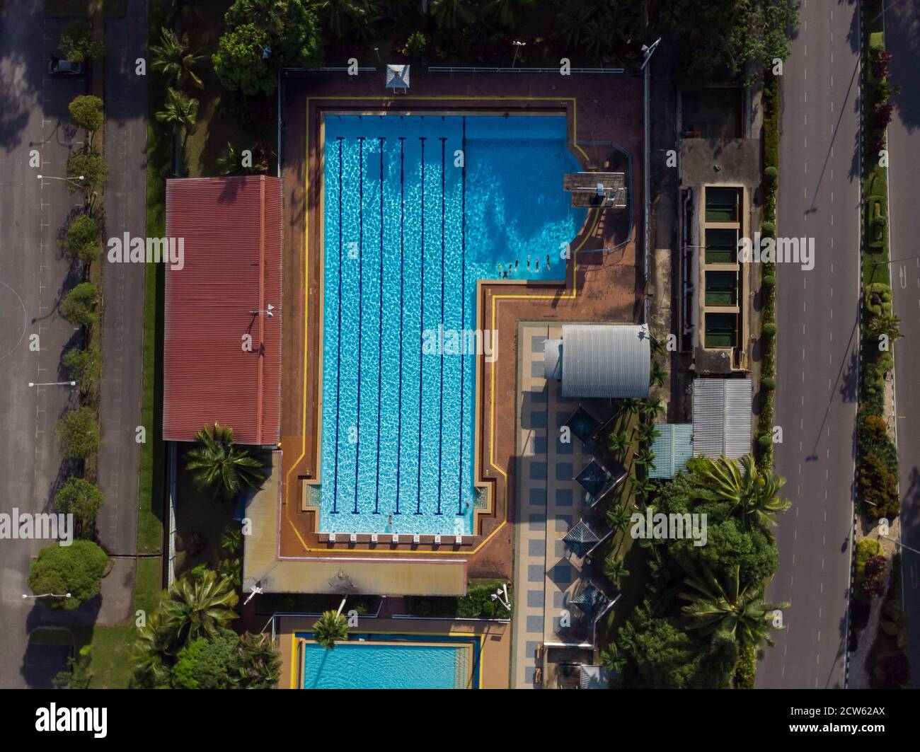 Top down aerial view of a Swimming Pool Stock Photo - Alamy