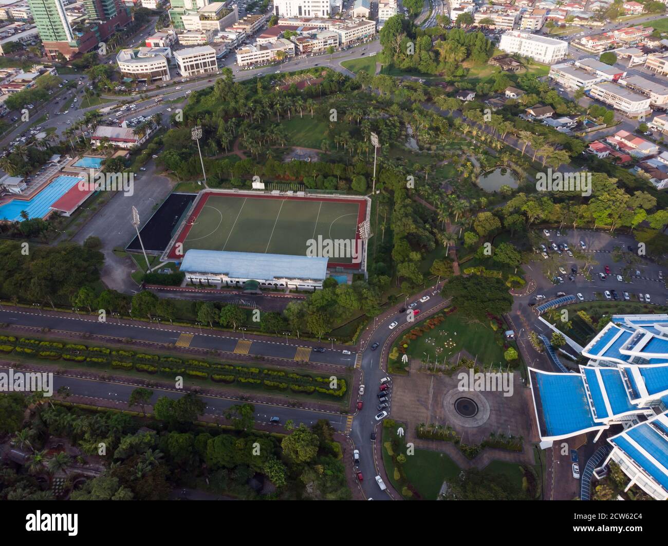 aerial view of Sarawak State Hockey Stadium or locally known as ...