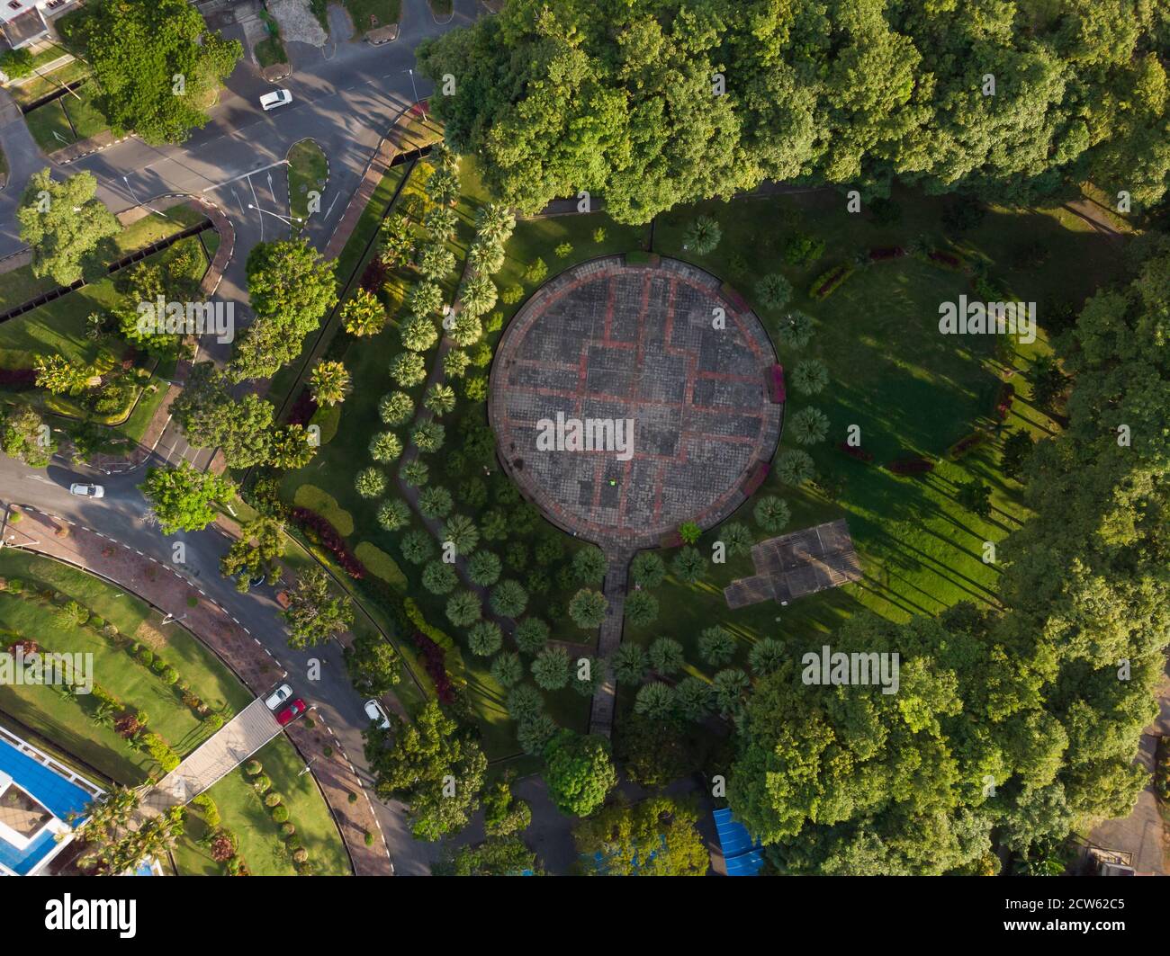 top down aerial view of beautiful Kuching Park located in Southern ...