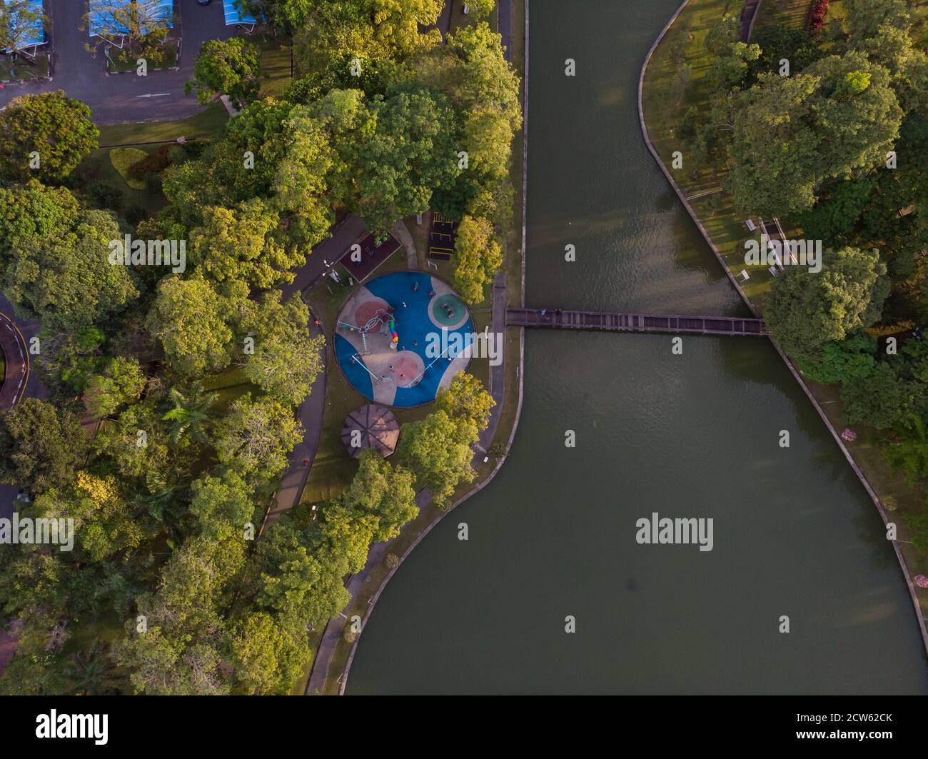 top down aerial view of beautiful Kuching Park located in Southern ...