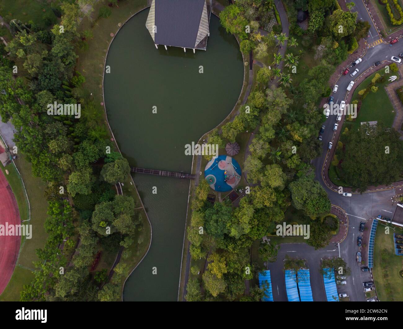top down aerial view of beautiful Kuching Park located in Southern ...