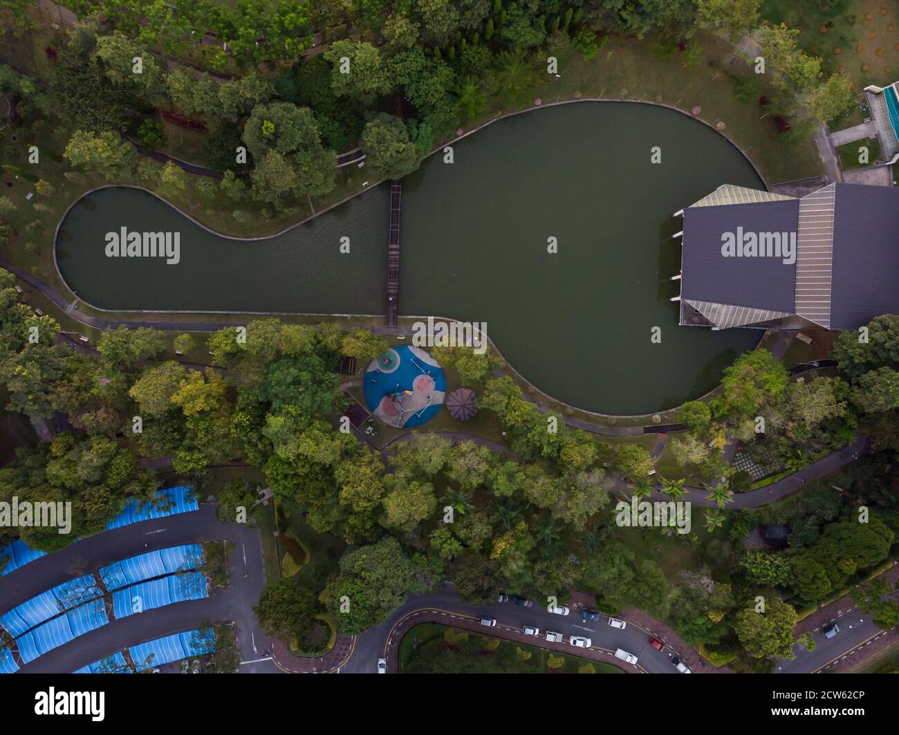 top down aerial view of beautiful Kuching Park located in Southern ...