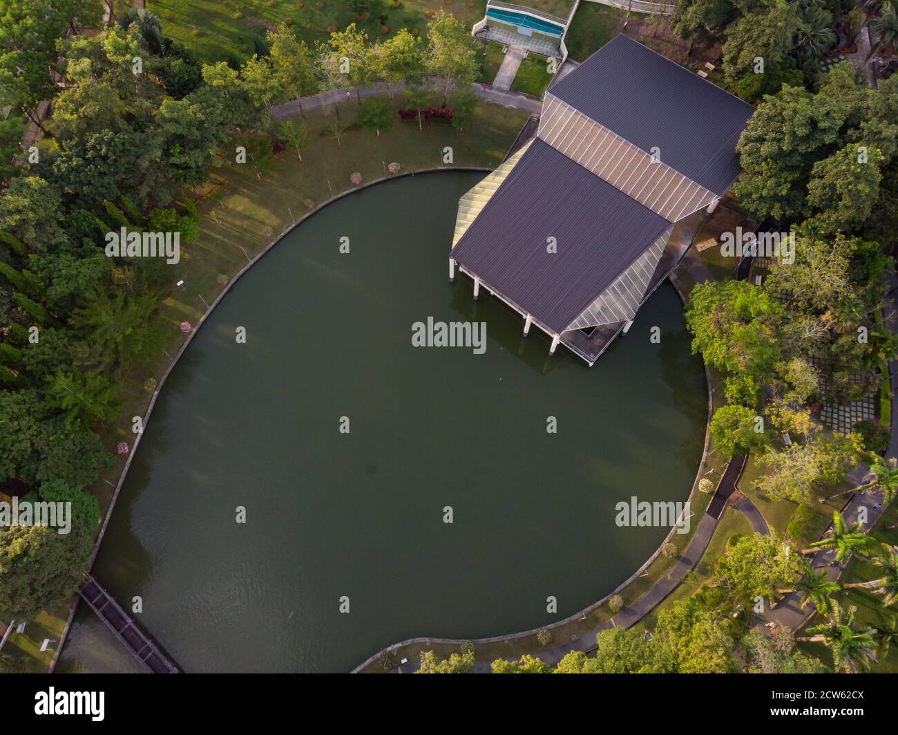 top down aerial view of beautiful Kuching Park located in Southern ...