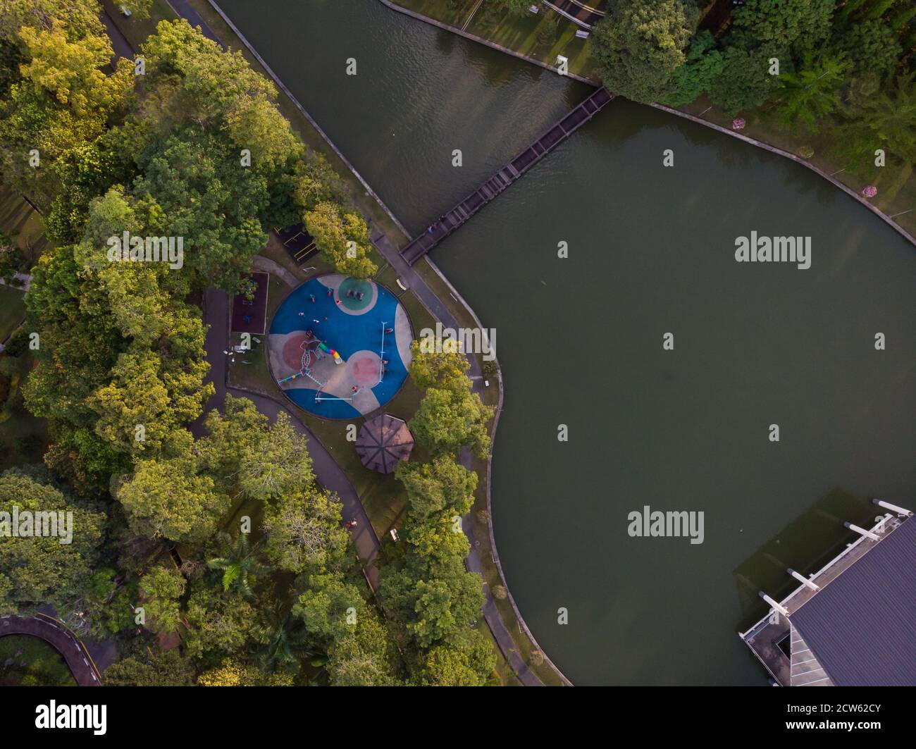 top down aerial view of beautiful Kuching Park located in Southern ...