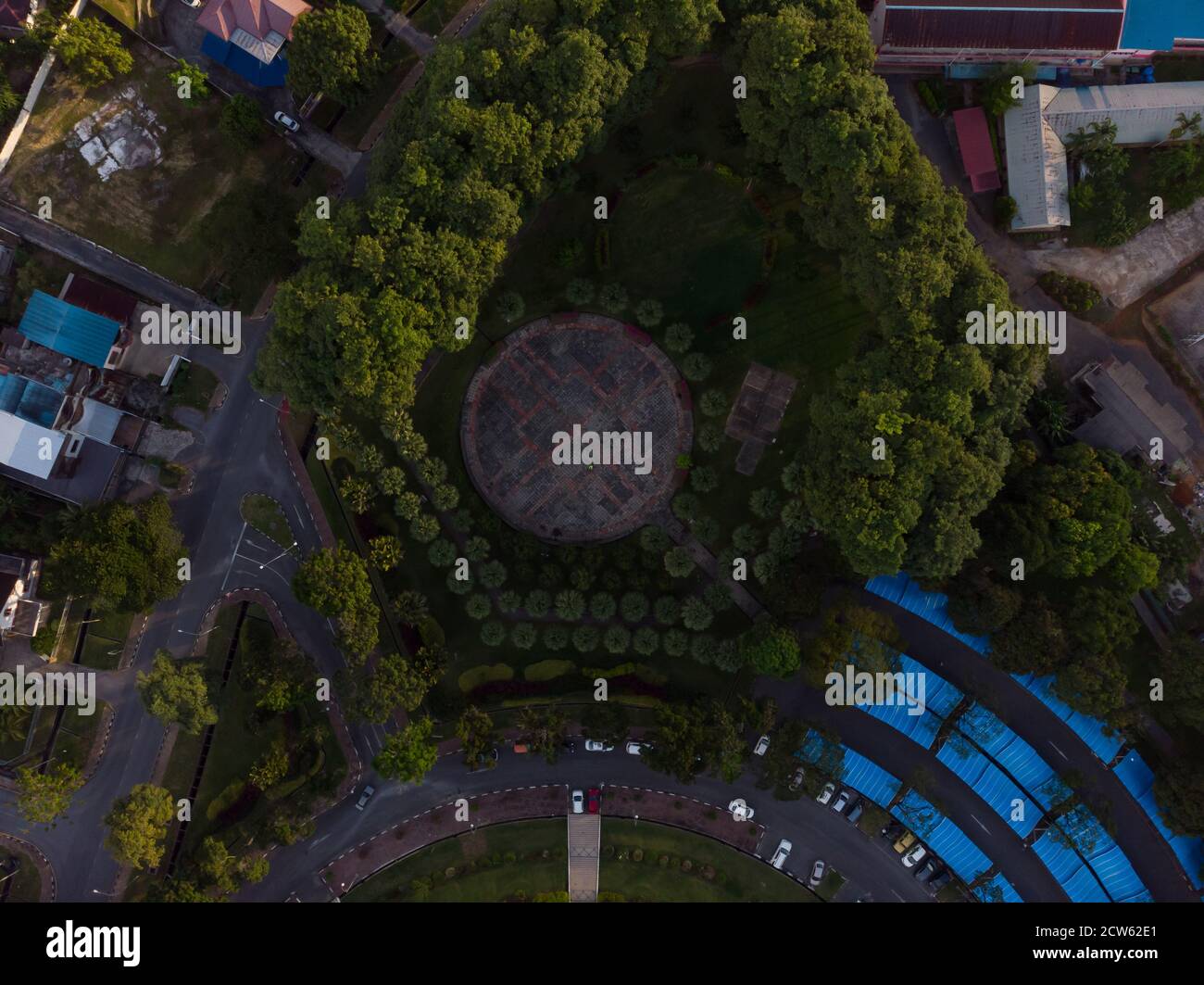 top down aerial view of beautiful Kuching Park located in Southern ...