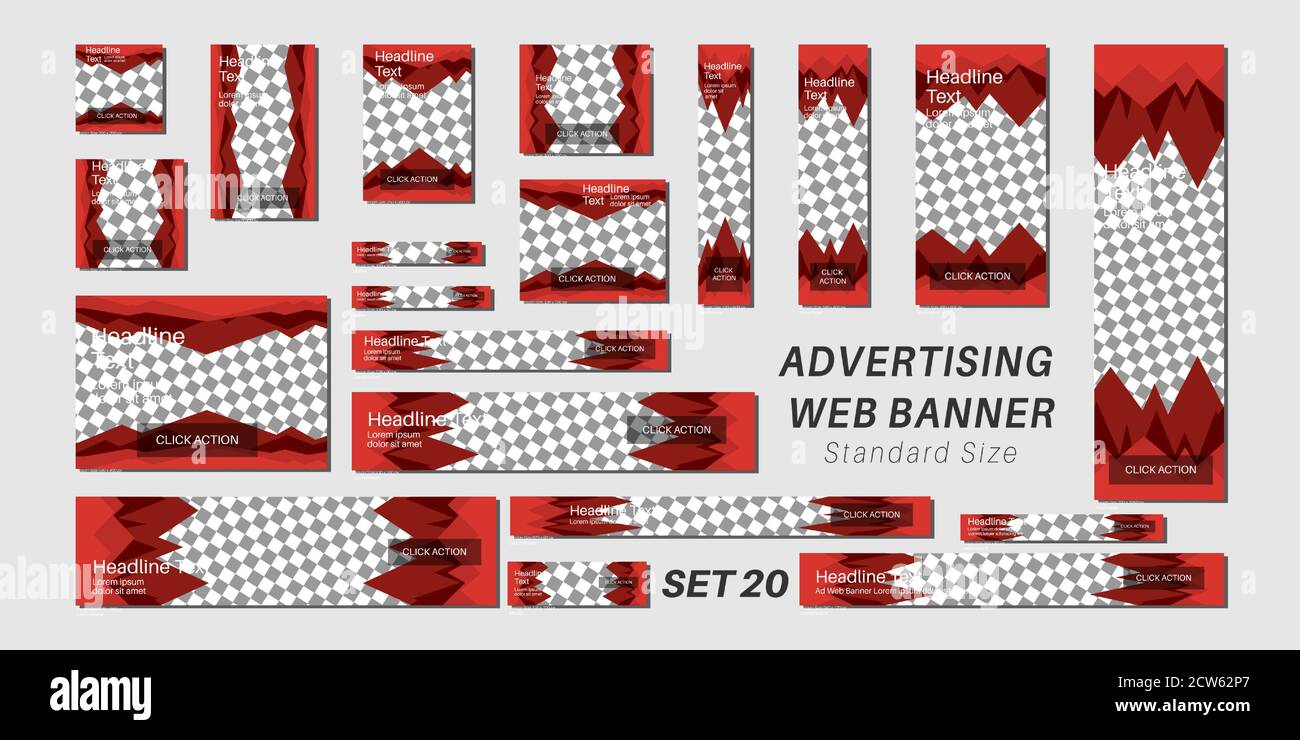 Vector set advertising web banner template design. triangle red color ...