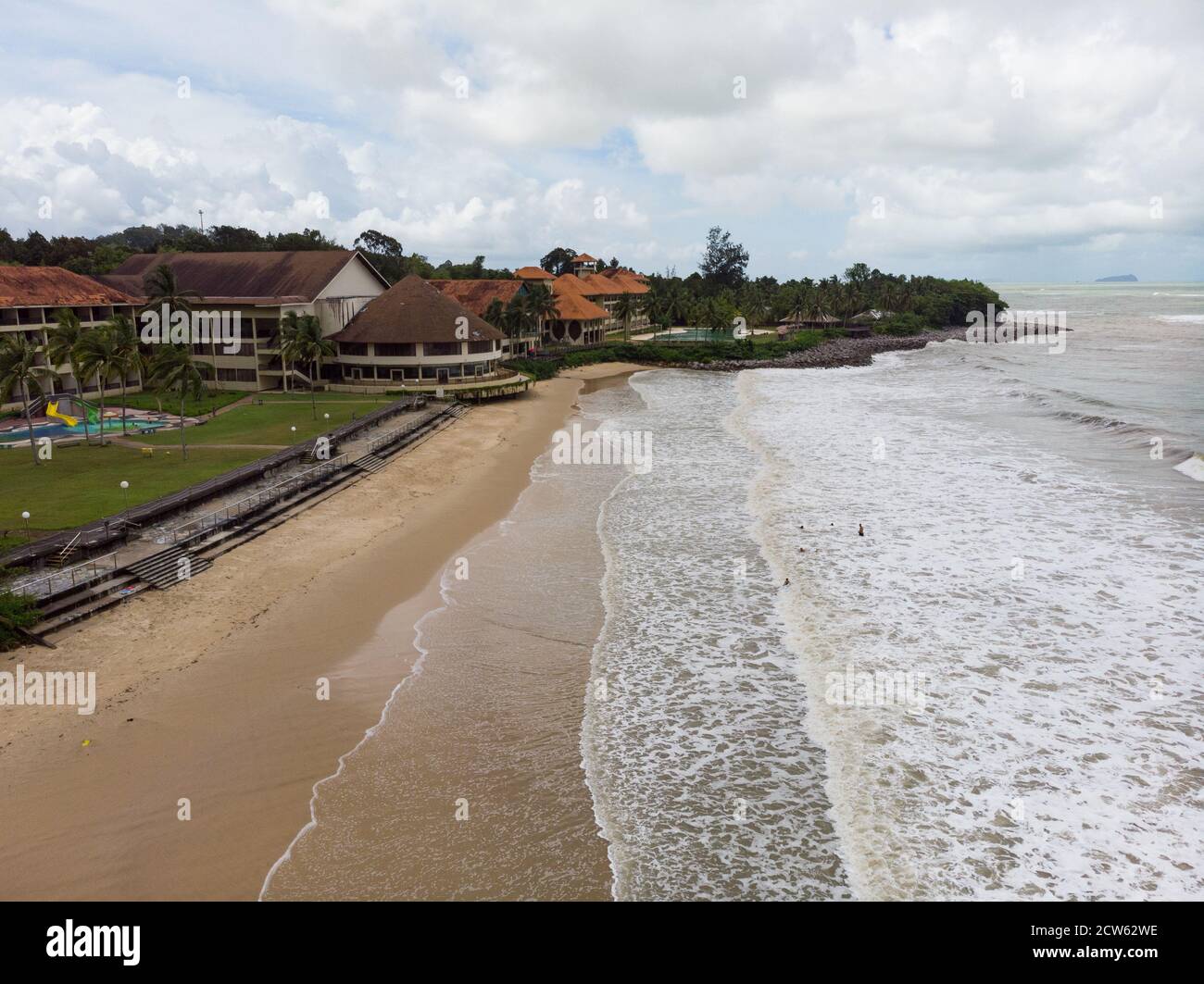 Scenic aerial view of Damai Beach Resort, Santubong, Kuching Stock ...