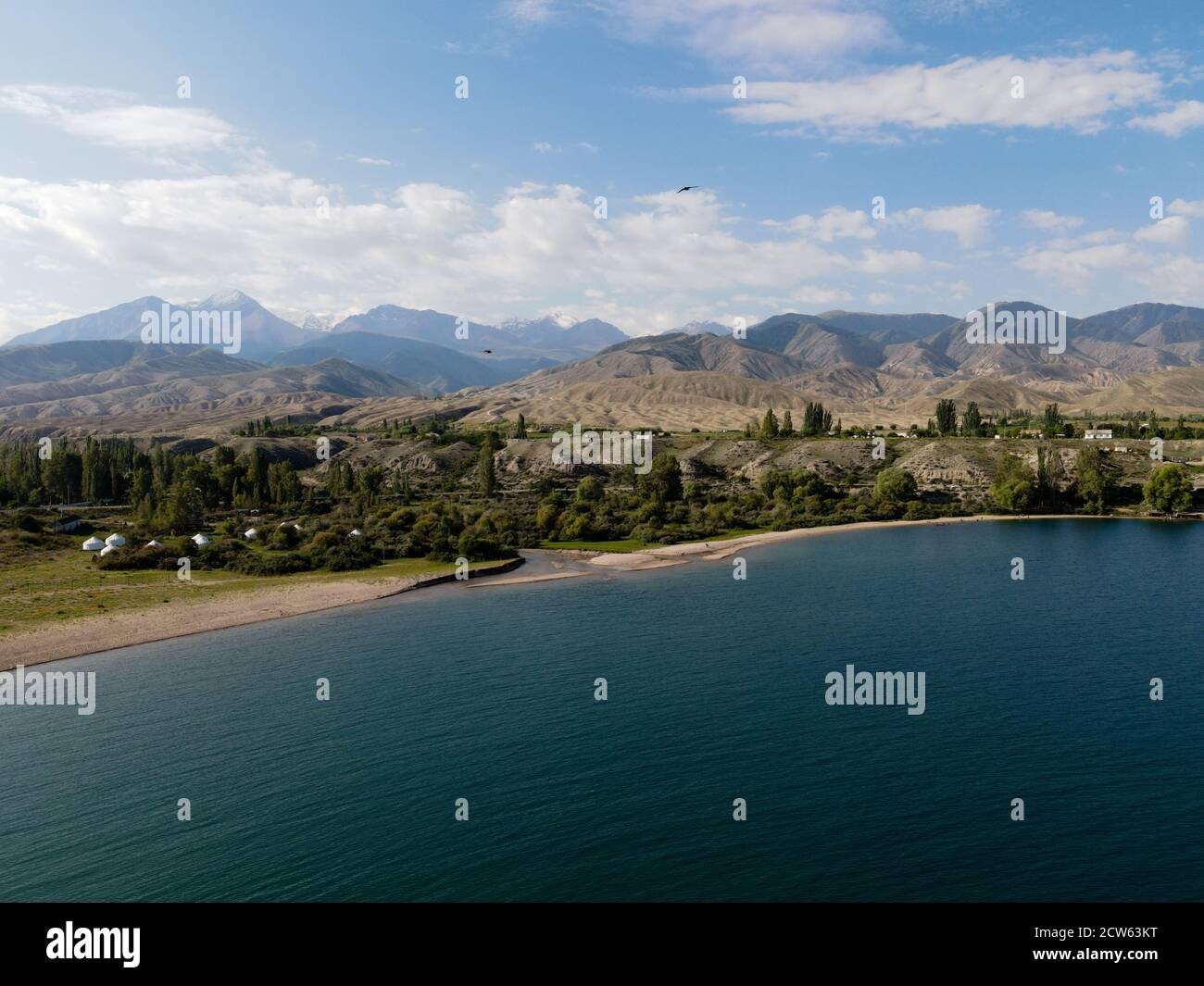 Drone photography from the South Shore of Kyrgyzstan's Issyk Kol Lake ...