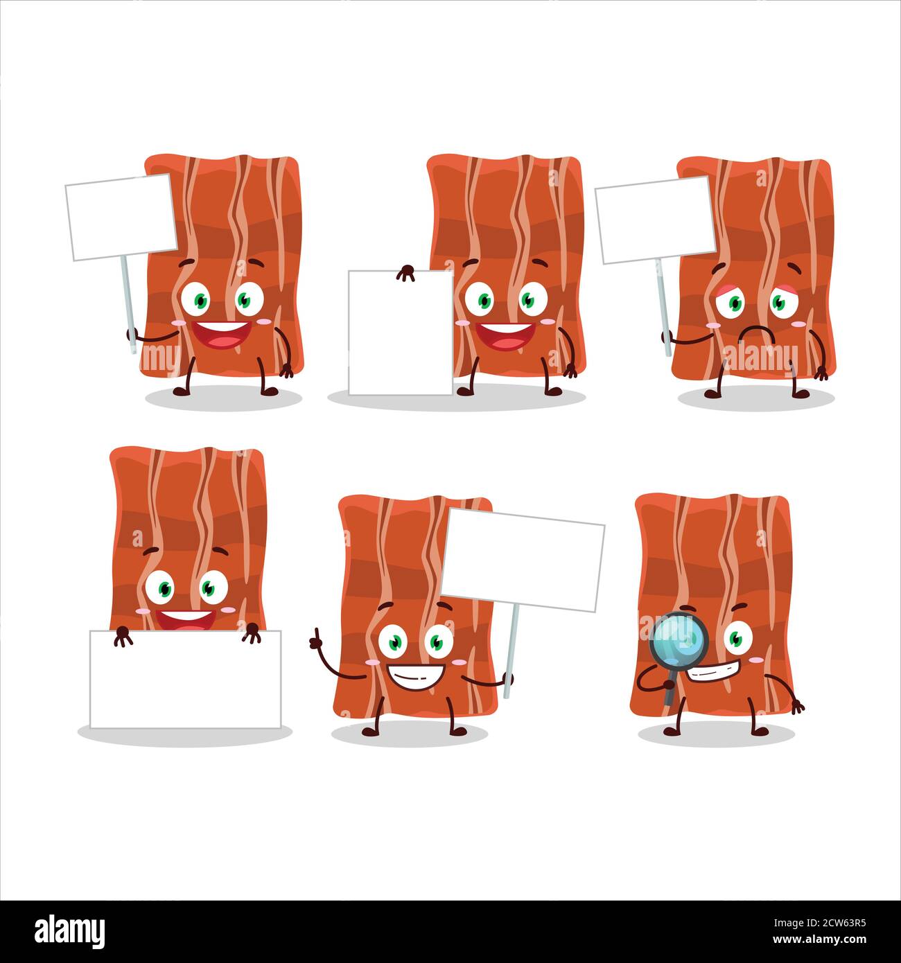 Fried bacon cartoon character bring information board Stock Vector ...
