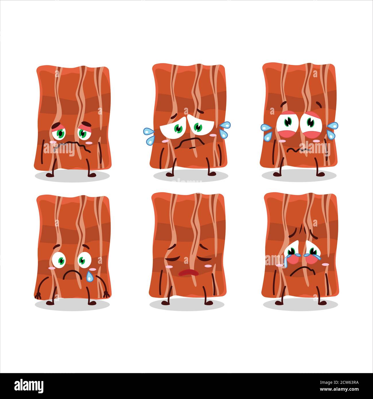 Fried bacon cartoon character with sad expression Stock Vector Image ...