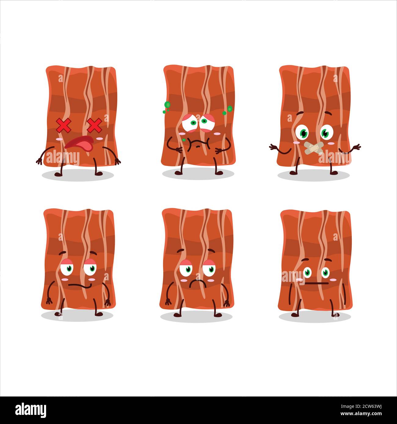 Fried bacon cartoon character with nope expression Stock Vector Image ...
