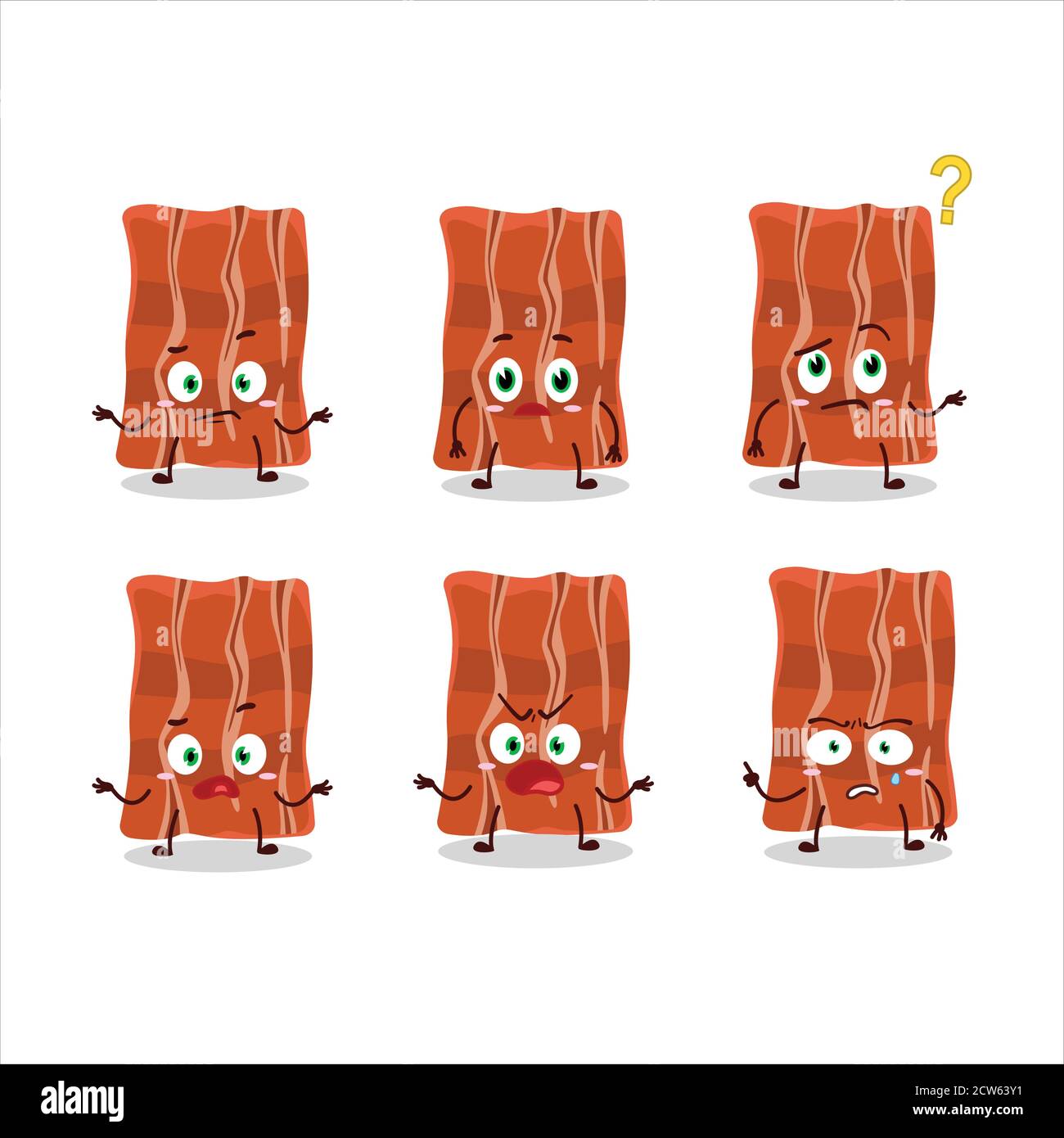 Cartoon character of fried bacon with what expression Stock Vector ...