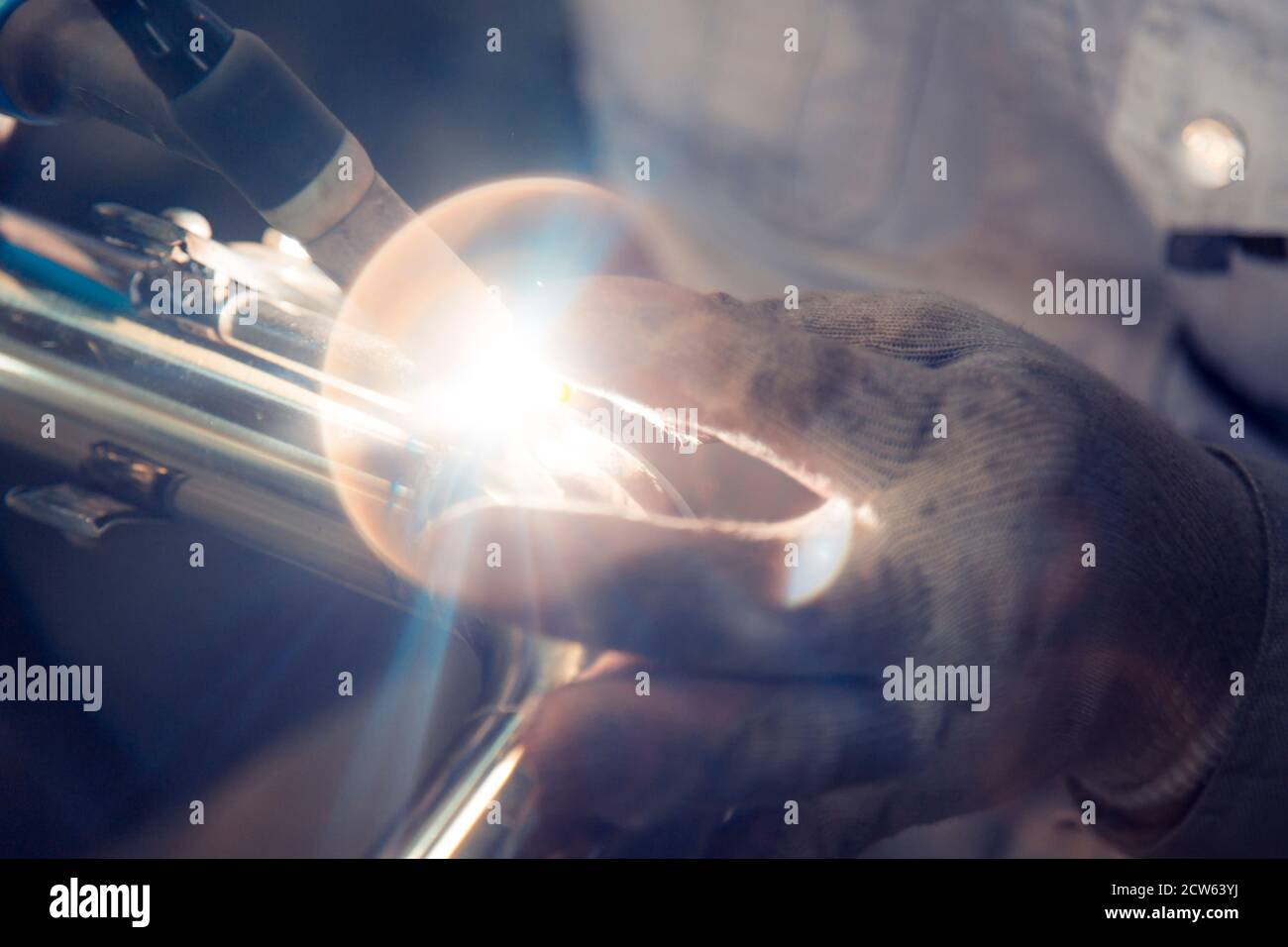 TIG welding of polished stainless steel pipe Stock Photo - Alamy