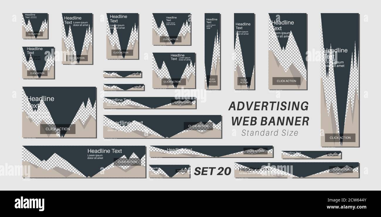 Vector set advertising web banner template design. triangle shape Stock ...