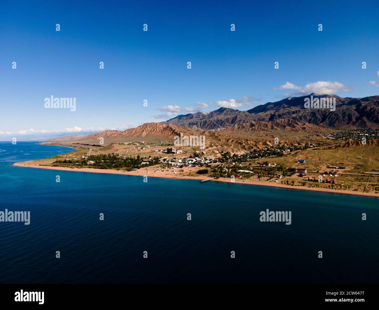 Drone photography from the South Shore of Kyrgyzstan's Issyk Kol Lake ...