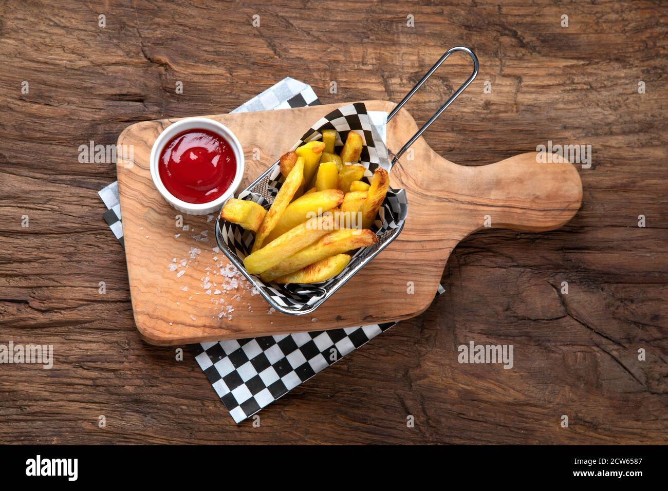 Homemade baked potato fries. Top view Stock Photo - Alamy