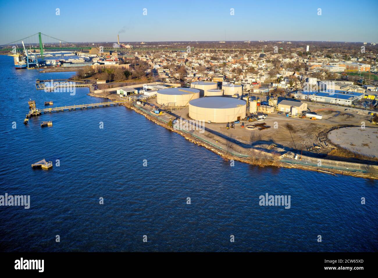 Aerial View of Refinery Along the Delaware River Stock Photo - Alamy