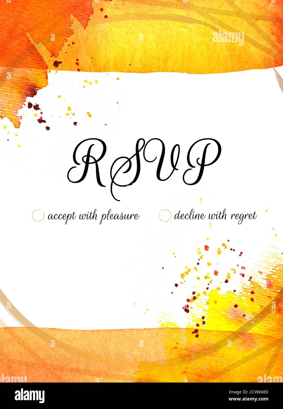 RSVP card for a wedding invitation, a minimalist design with watercolor ...
