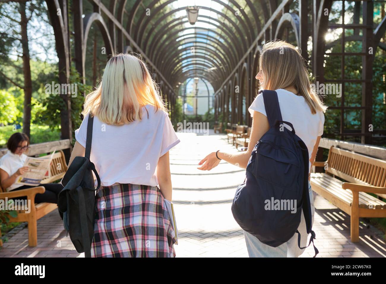 Teen Girls Talking Back View High Resolution Stock Photography and ...
