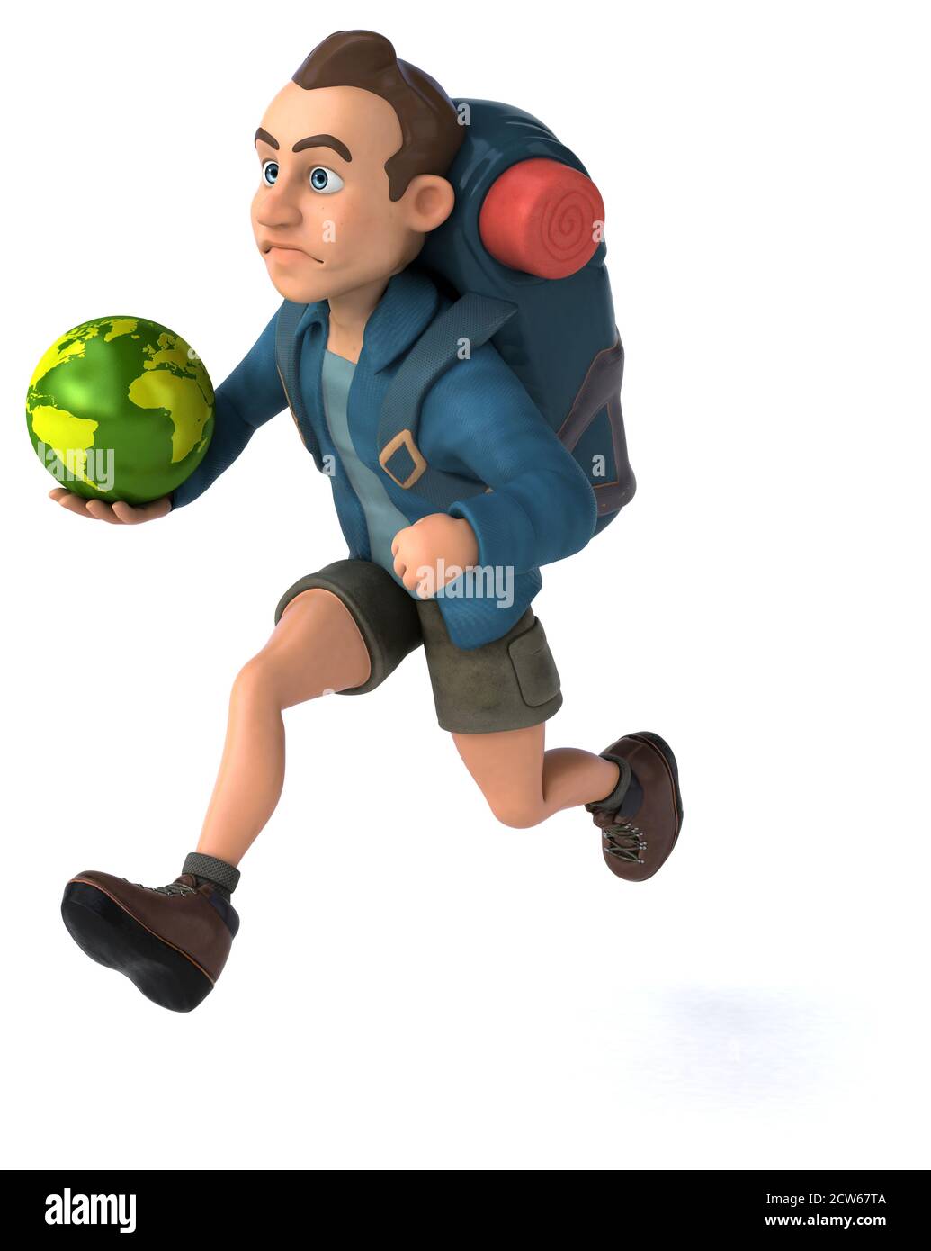 Fun illustration of a 3D cartoon backpacker Stock Photo - Alamy