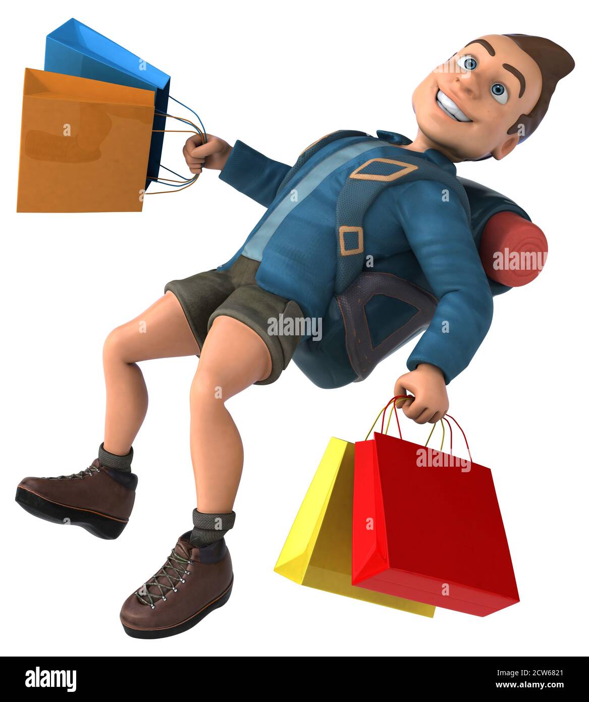 Fun illustration of a 3D cartoon backpacker Stock Photo - Alamy