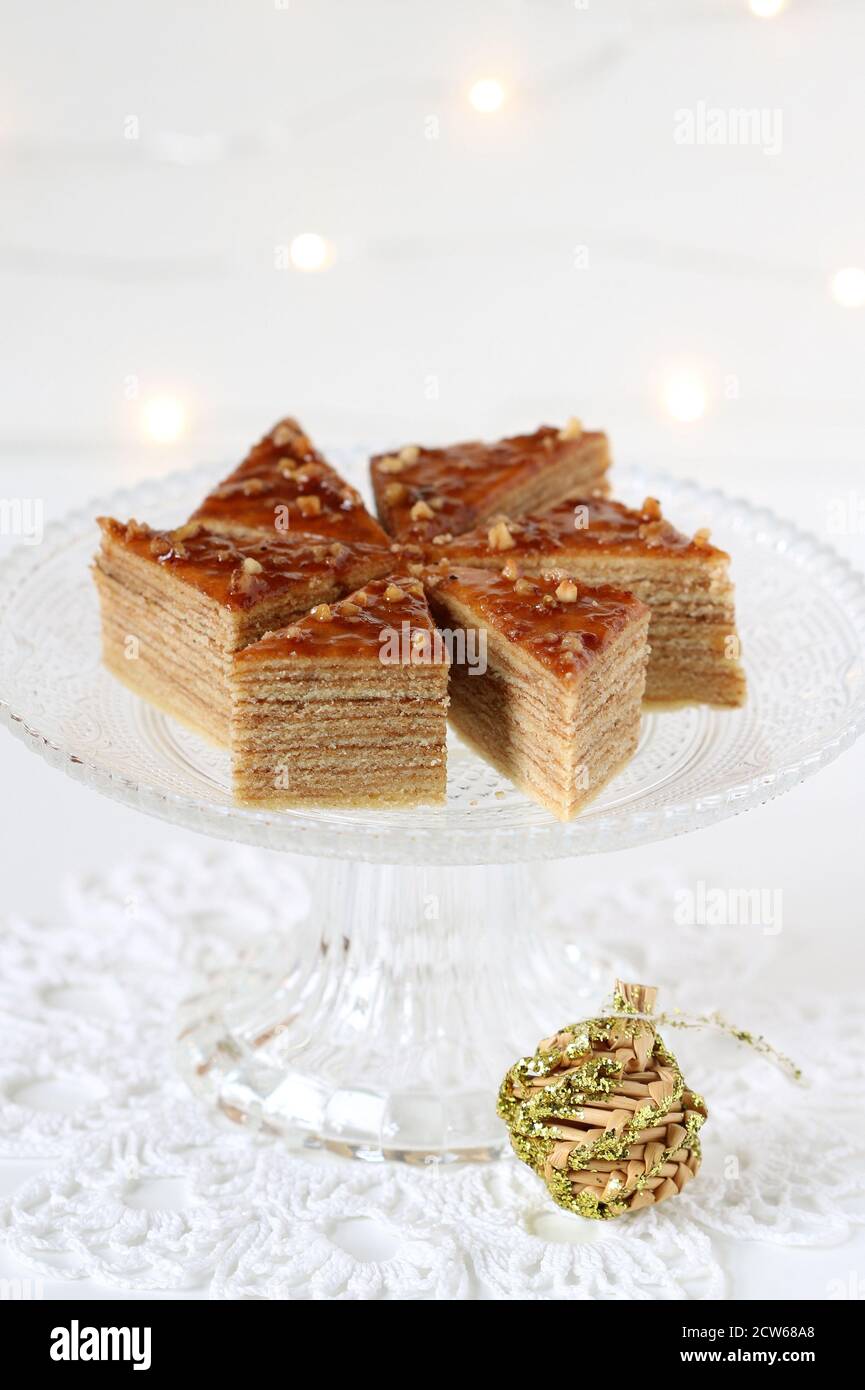 pyramid cake biscuits on cake plate christmas bakery Stock Photo - Alamy