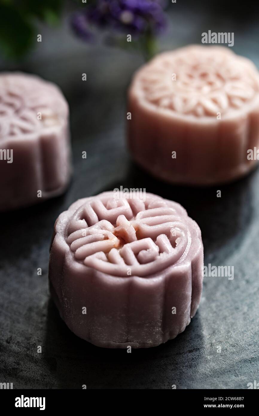 Pastel color Mooncake with Soybean paste filling Stock Photo - Alamy