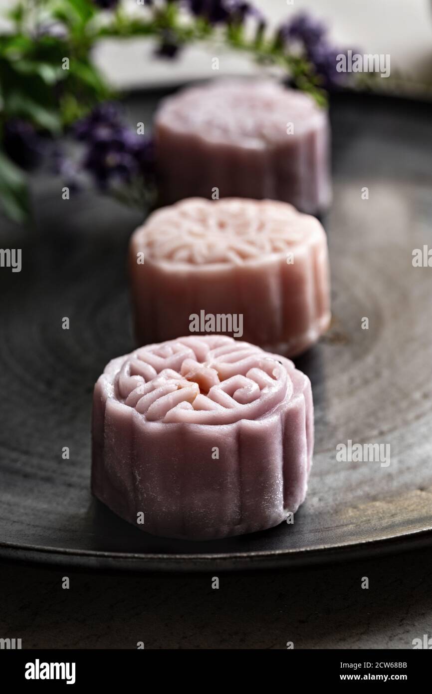 Pastel color Mooncake with Soybean paste filling Stock Photo - Alamy