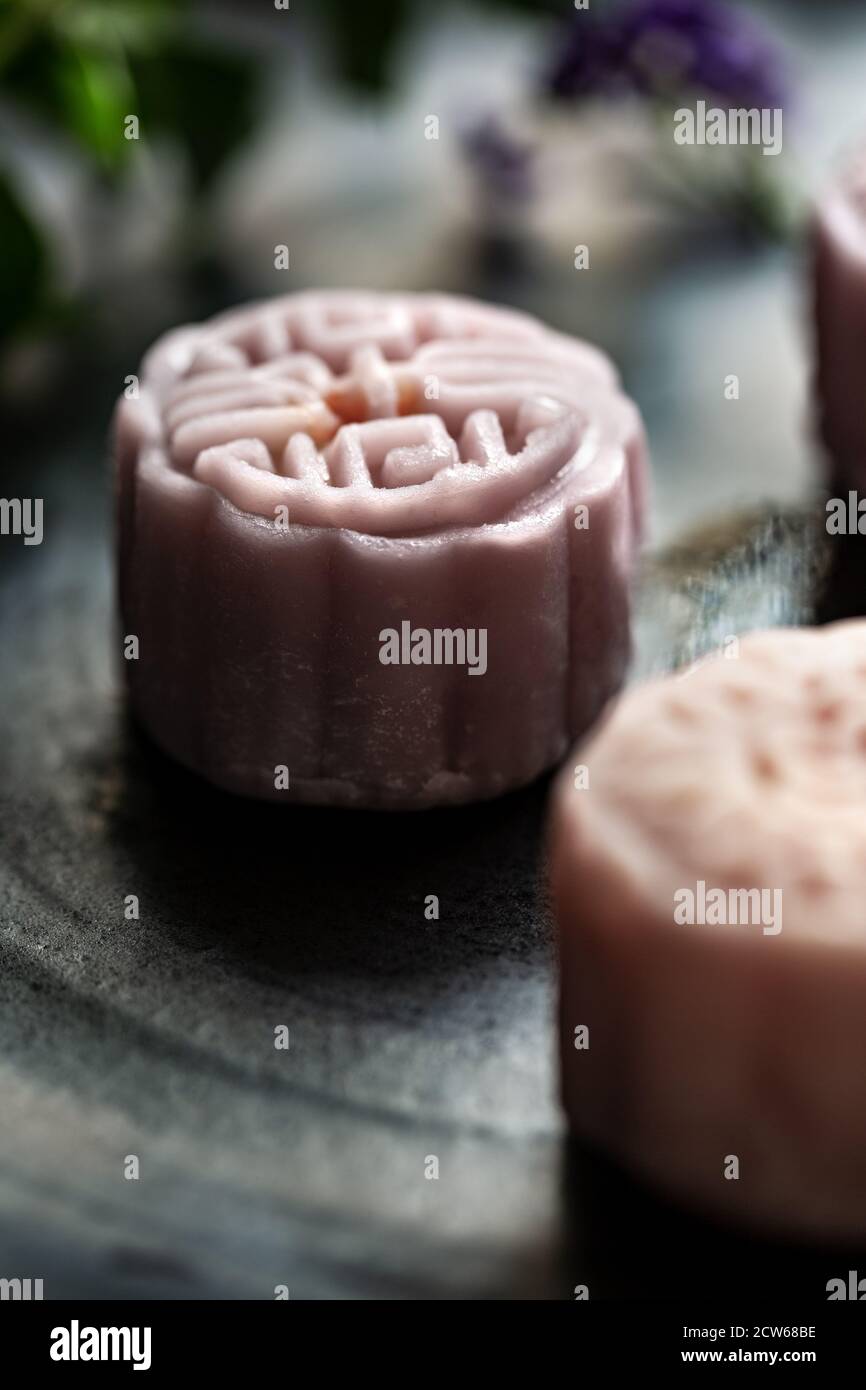 Pastel color Mooncake with Soybean paste filling Stock Photo - Alamy