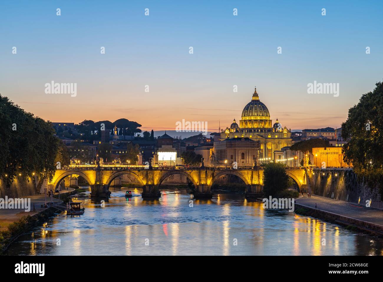 Vatican city skyline with view of Tiber river in Rome, Italy Stock ...
