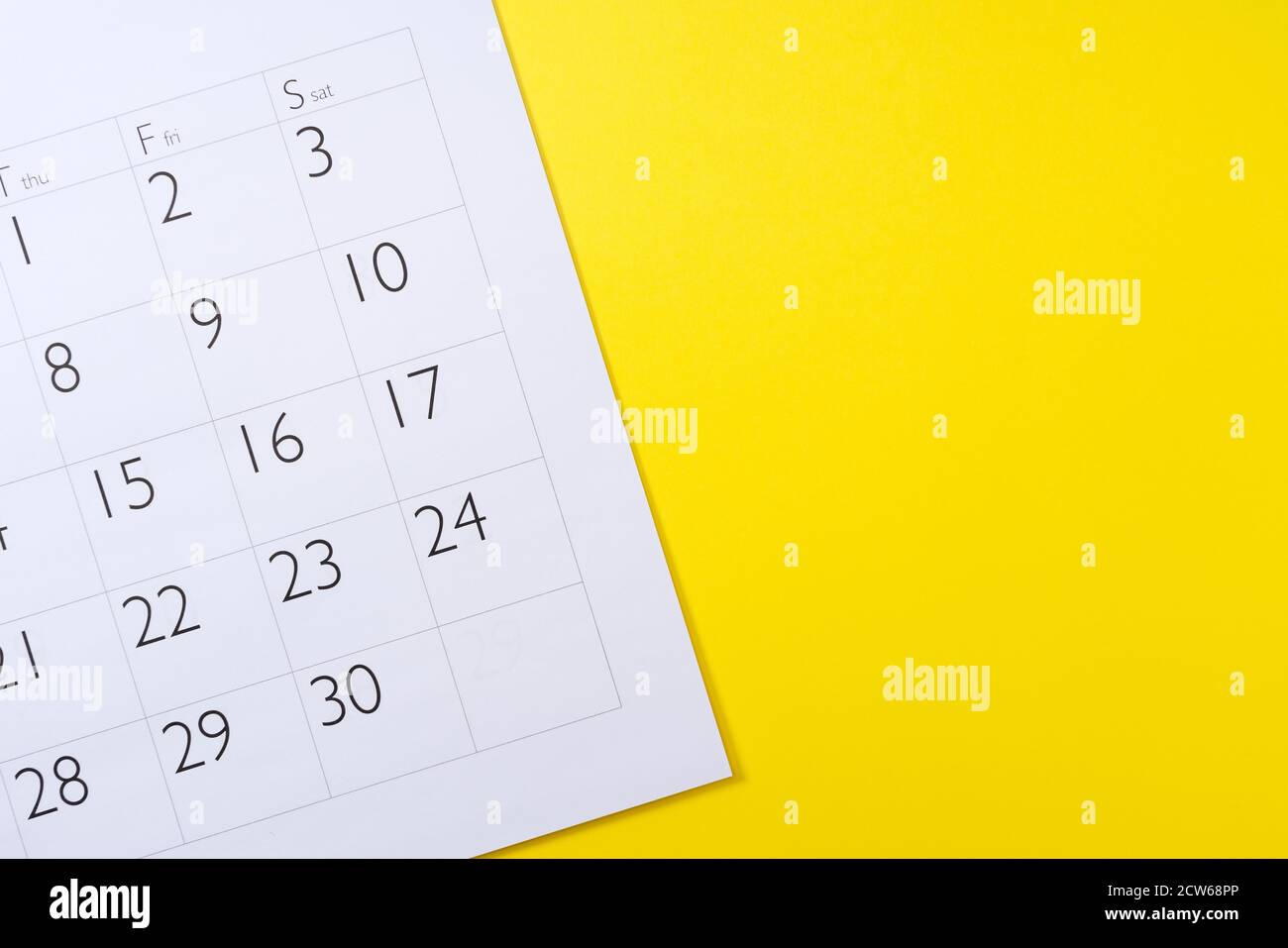 Calender with yellow background hi-res stock photography and images - Alamy
