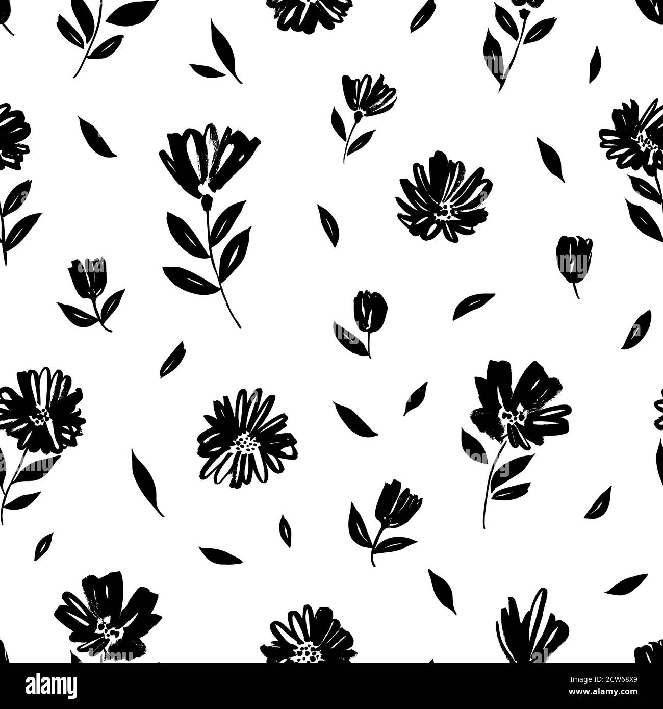 Brush flower vector seamless pattern Stock Vector Image & Art - Alamy